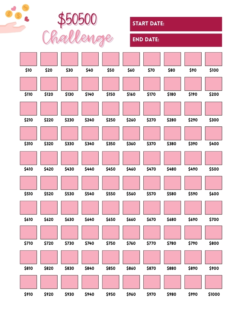 Free Printable 100 Envelope Challenge