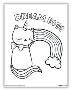 Unicorn Cat Coloring Pages (Free Printable PDF Download)
