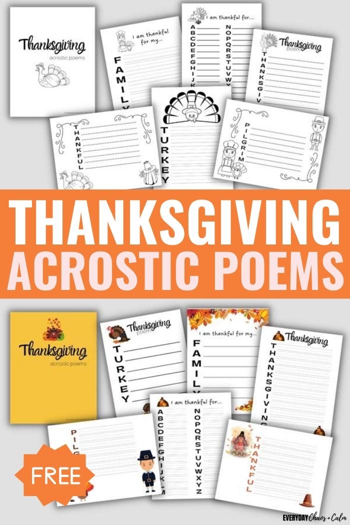 Free Thanksgiving Acrostic Poems Template PDF Download 
