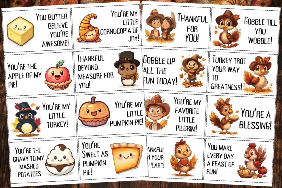 Free Printable Thanksgiving Lunch Box Notes