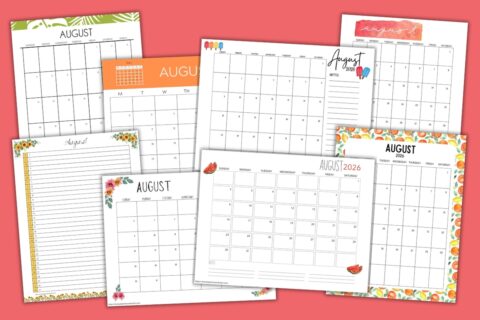 Free Printable August 2026 Calendars