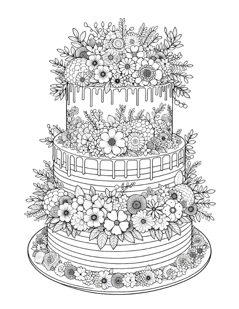 blank wedding cake coloring page