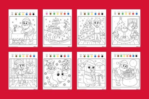 8 Free Printable Christmas Color By Number Pages For Kids