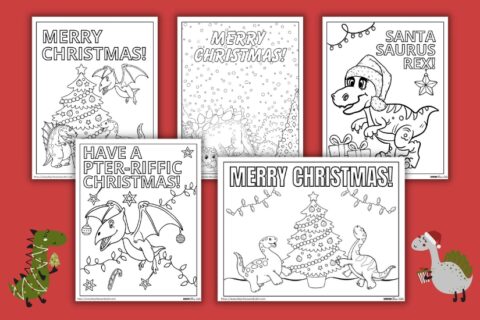 Free Printable Christmas Dinosaur Coloring Pages