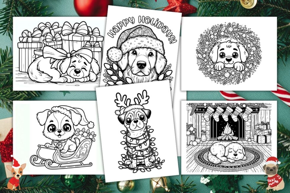 Free Christmas Dog Coloring Pages For Kids