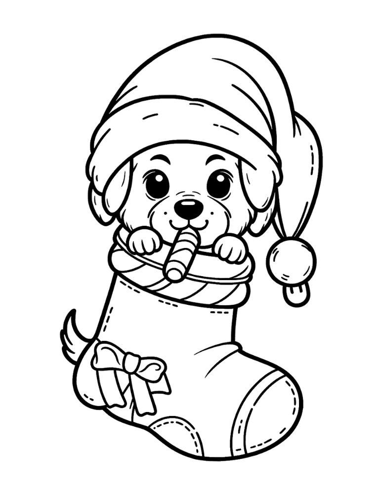puppy christmas coloring sheet