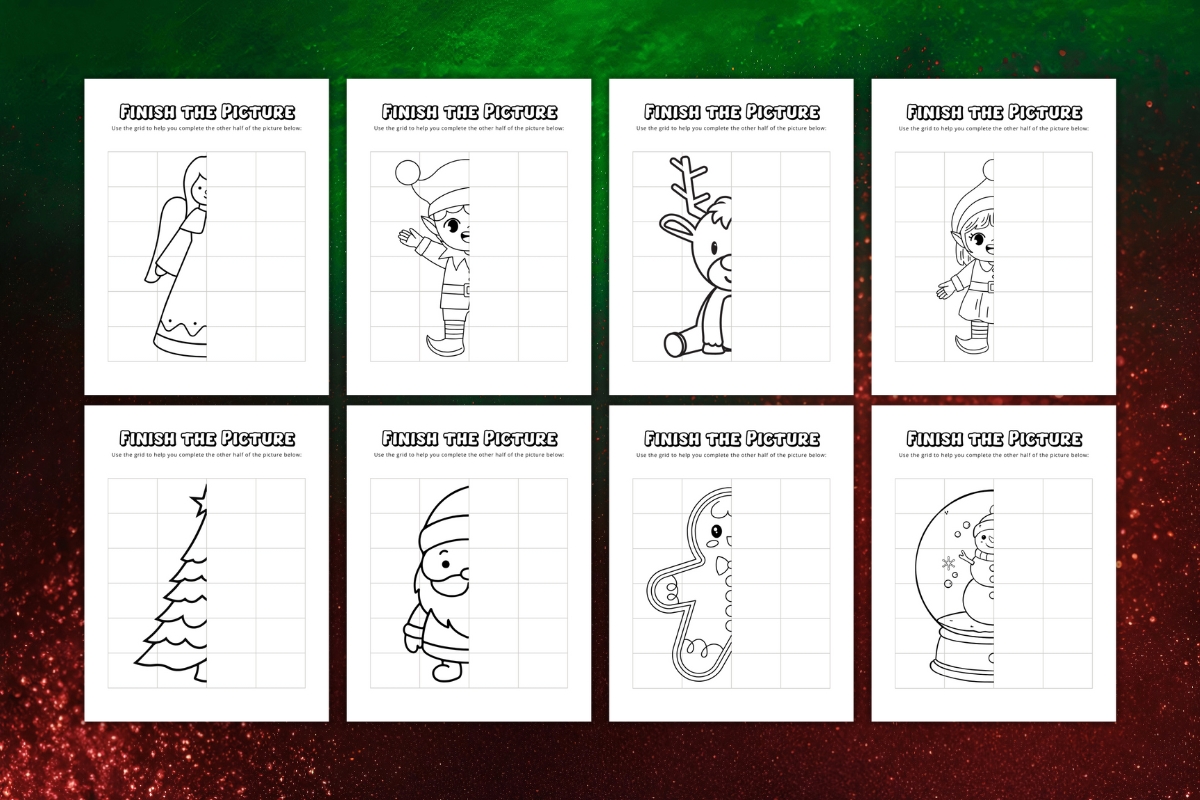 Free Printable Christmas Finish The Picture Worksheets