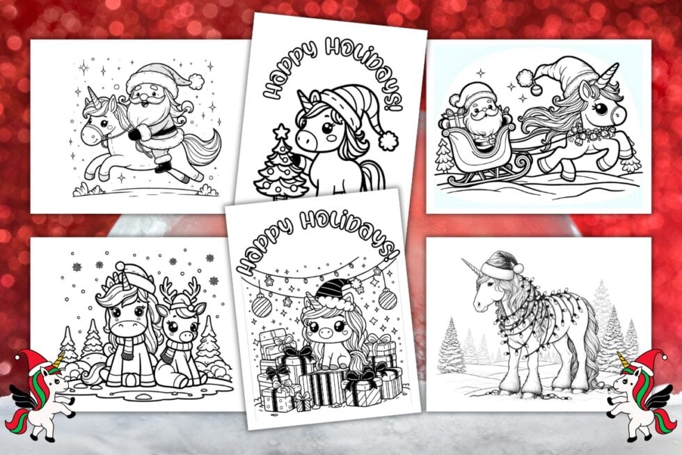 Free Christmas Unicorn Coloring Pages For Kids