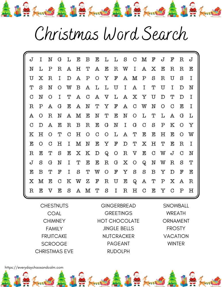 Free Printable Christmas Word Searches