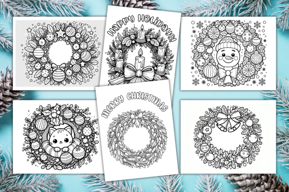 Free Christmas Wreath Coloring Pages For Kids