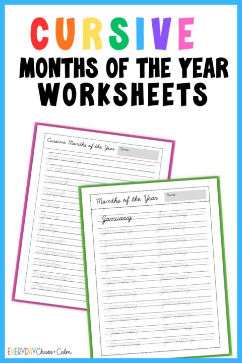 Printable Cursive Months Of The Year Worksheets