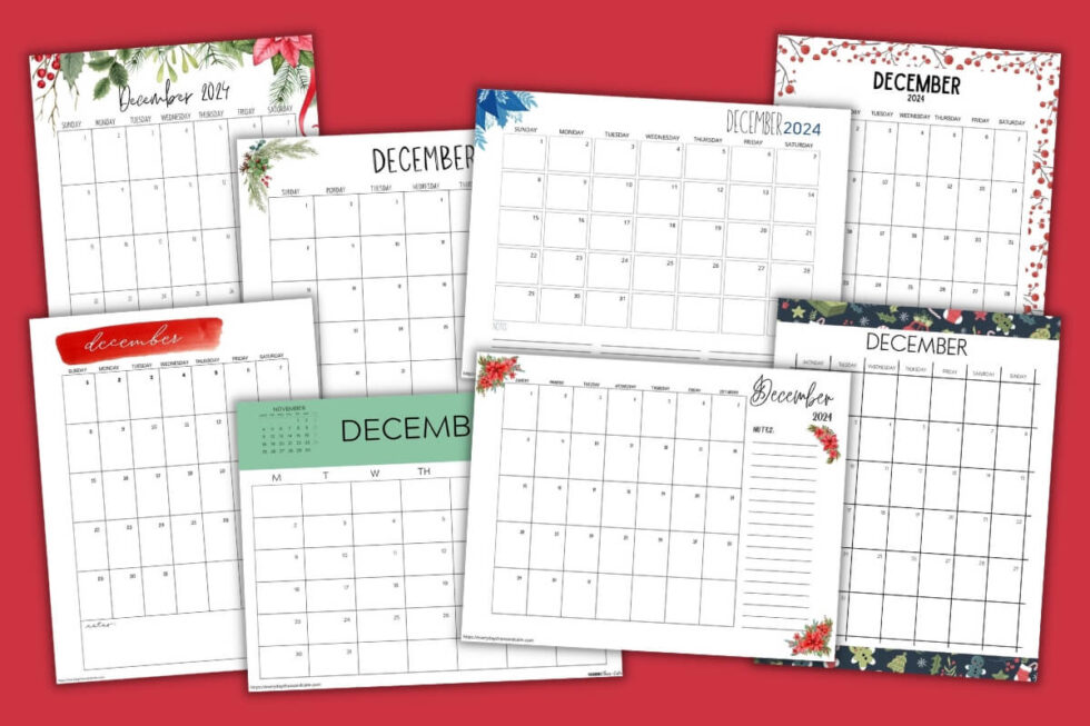 Free Printable December 2024 Calendars