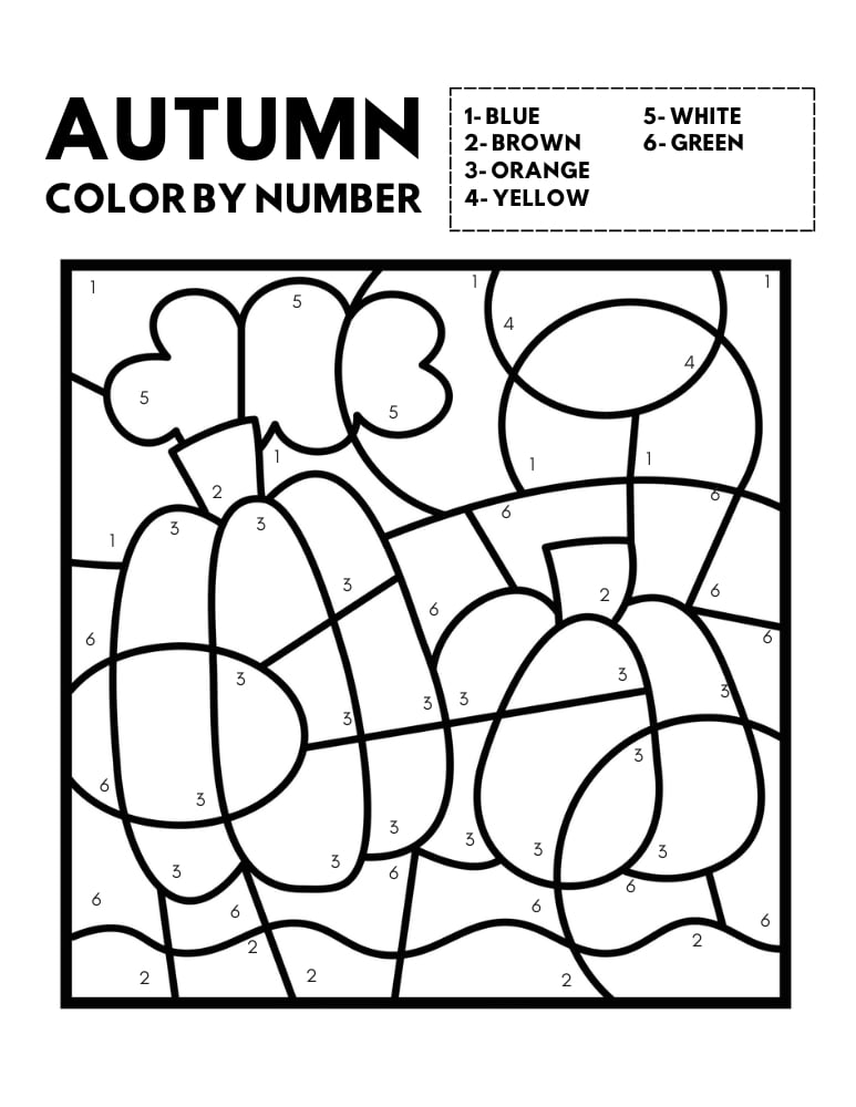 Free Printable Fall Color By Number Pages