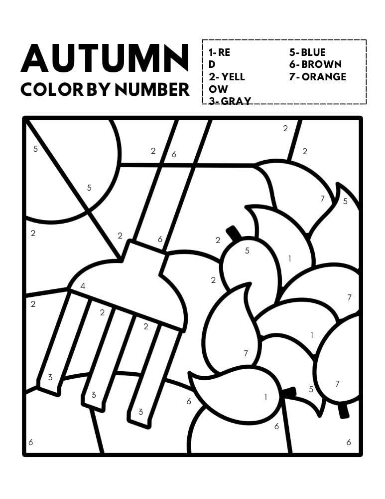 Free Printable Fall Color By Number Pages