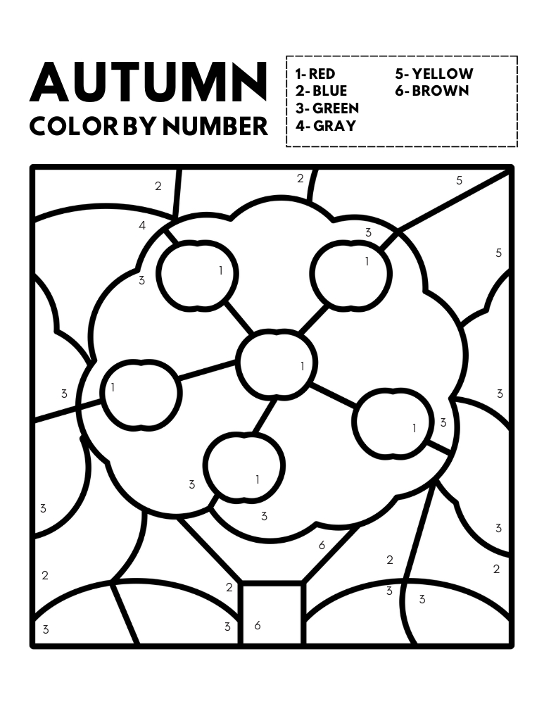 Free Printable Fall Color By Number Pages