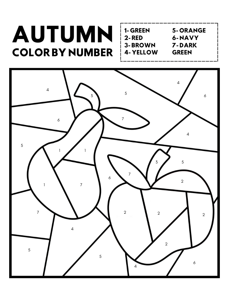 Free Printable Fall Color By Number Pages