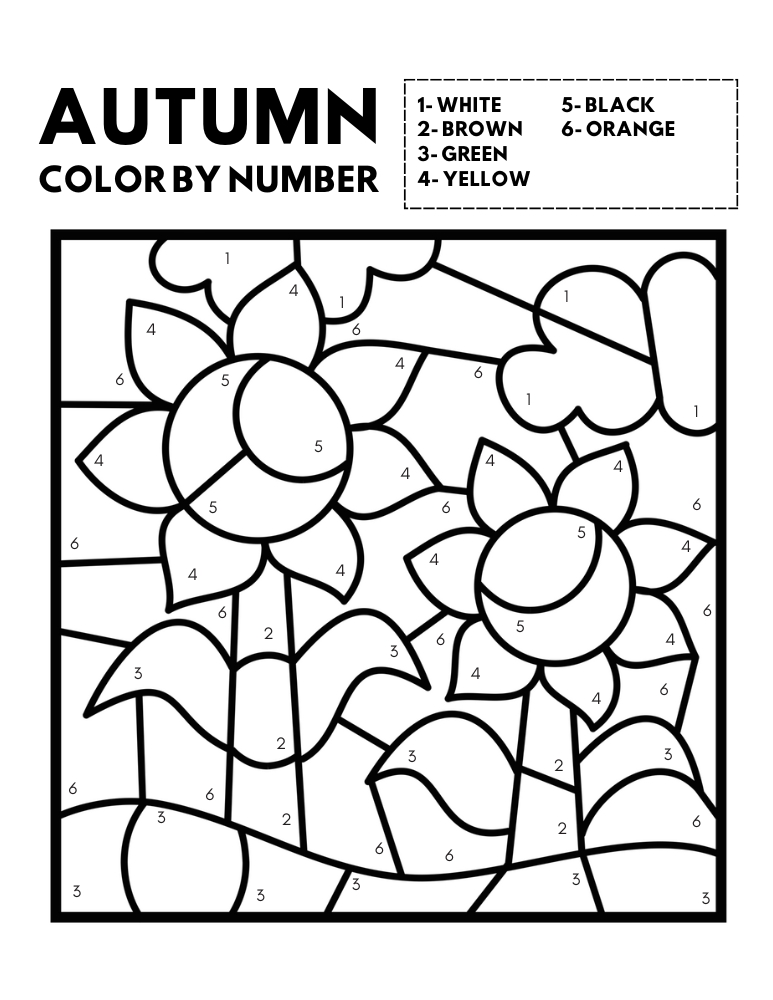 Free Printable Fall Color By Number Pages