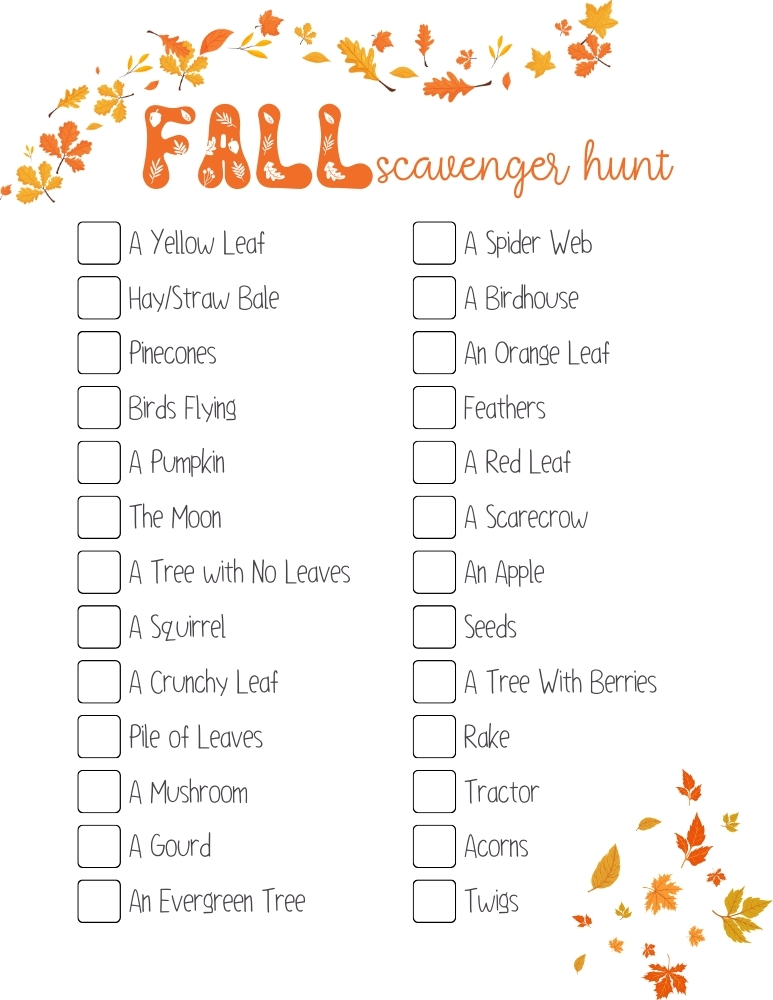 Free Printable Fall Scavenger Hunts