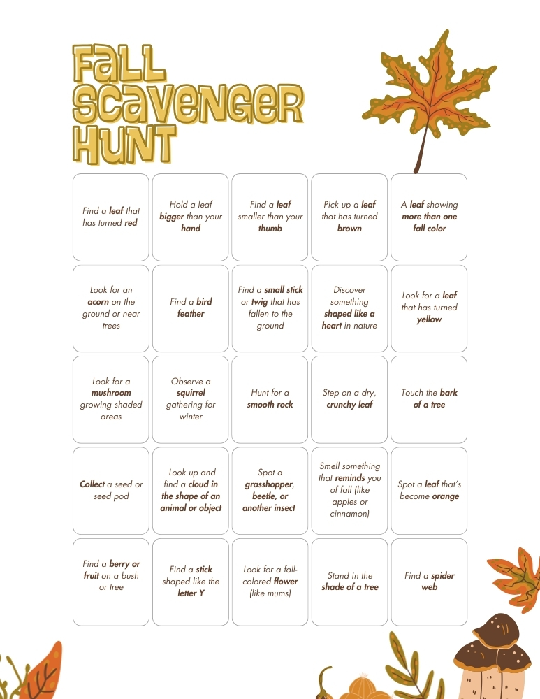 Free Printable Fall Scavenger Hunts