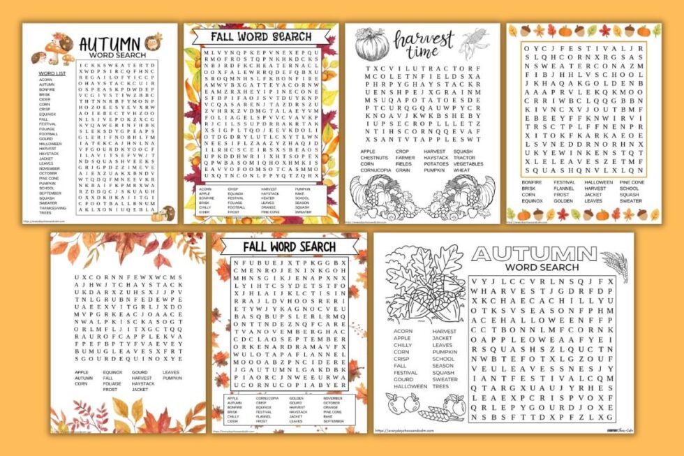 Free Printable Fall Word Searches For Kids