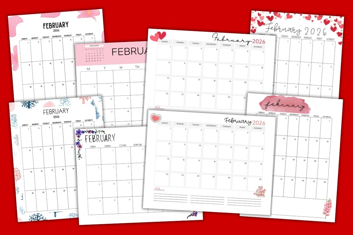 Printable February 2026 Calendars