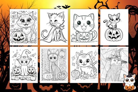 Free Printable Halloween Cat Coloring Pages