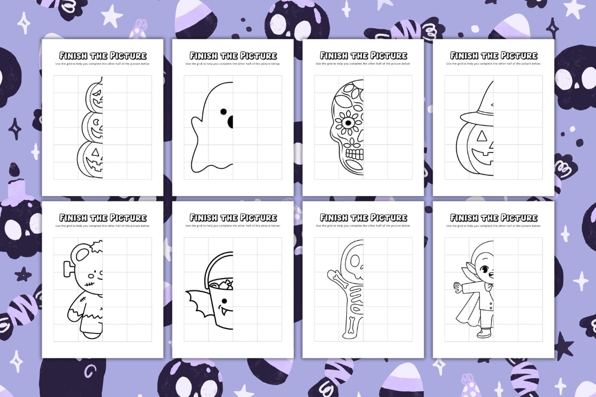 Printable Halloween Finish The Picture Worksheets