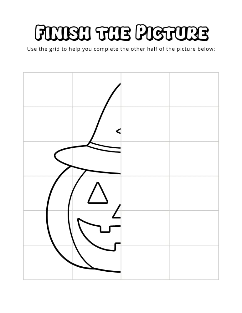 Printable Halloween Finish The Picture Worksheets