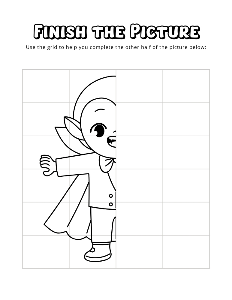 Printable Halloween Finish The Picture Worksheets