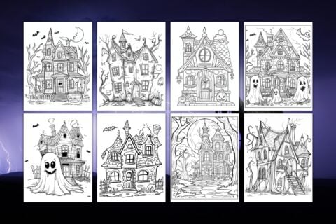 Free Printable Haunted House Coloring Pages For Halloween