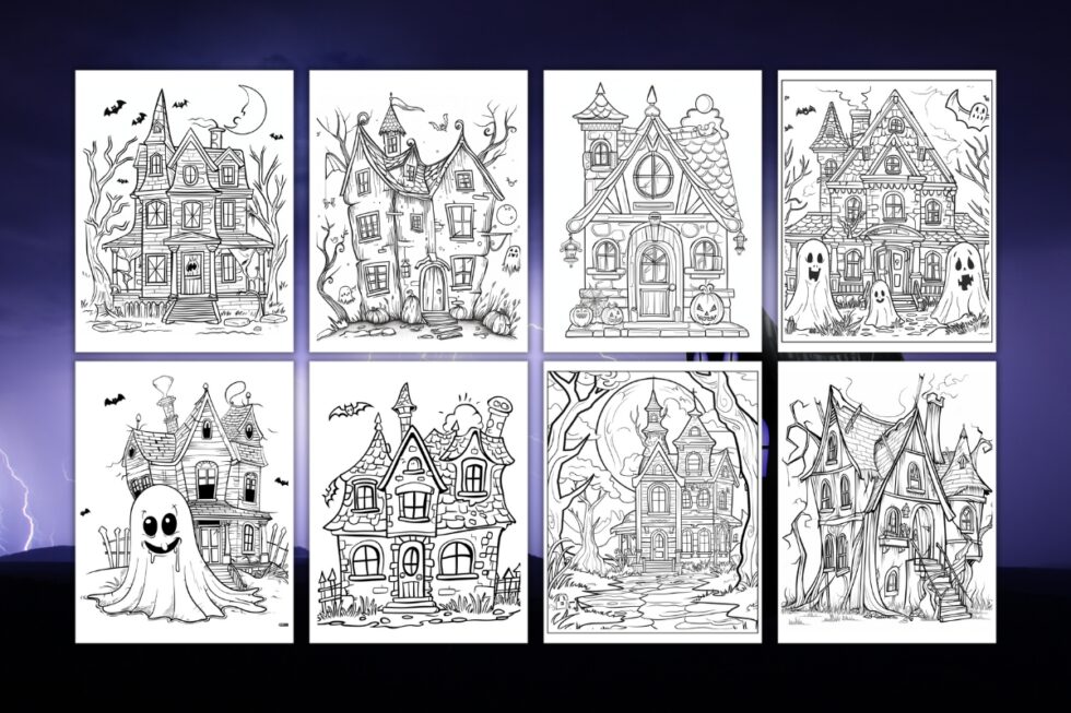 Free Printable Haunted House Coloring Pages For Halloween