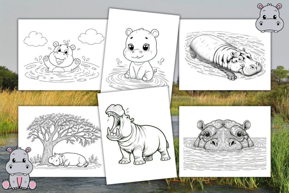 Free Printable Hippo Coloring Pages For Kids