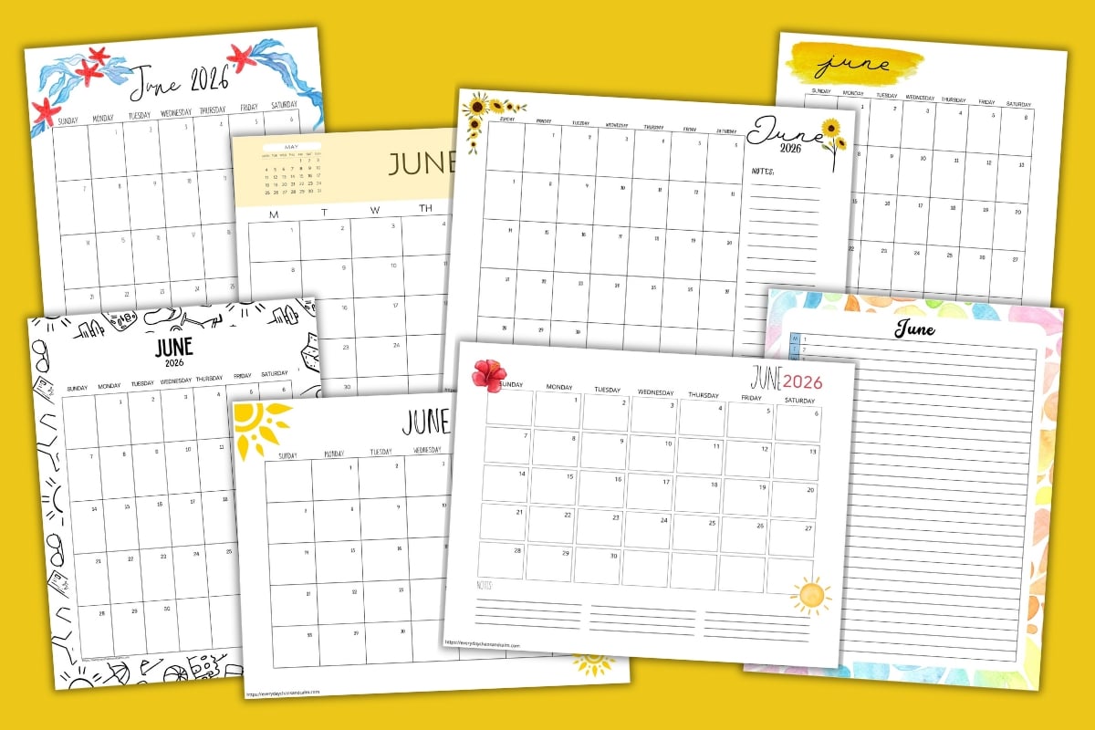 Printable June 2026 Calendars