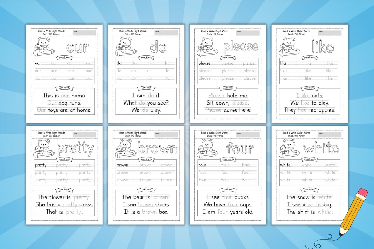 Free Printable Kindergarten Sight Word Worksheets