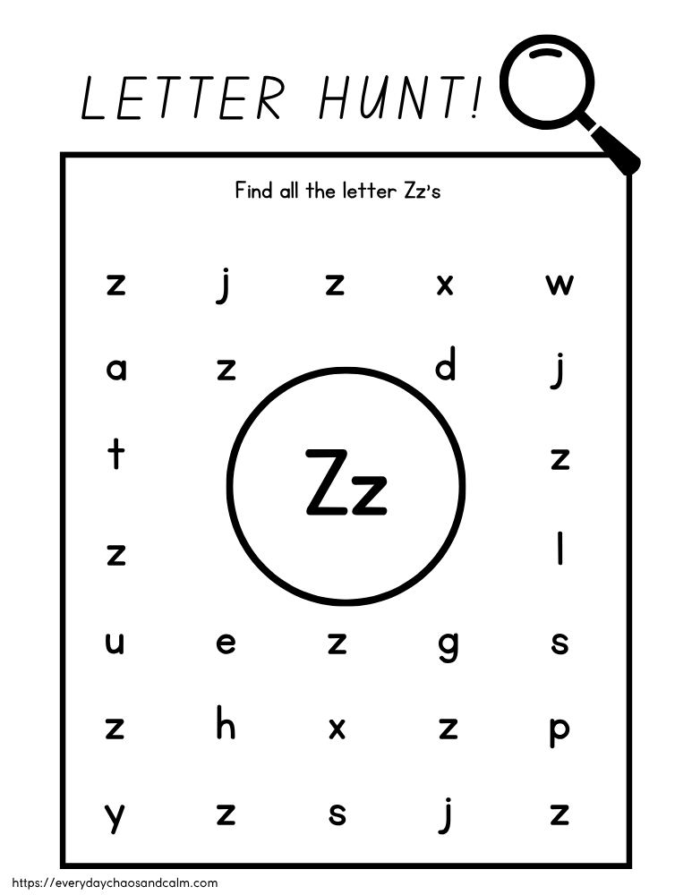 Free Printable Letter Z Worksheets