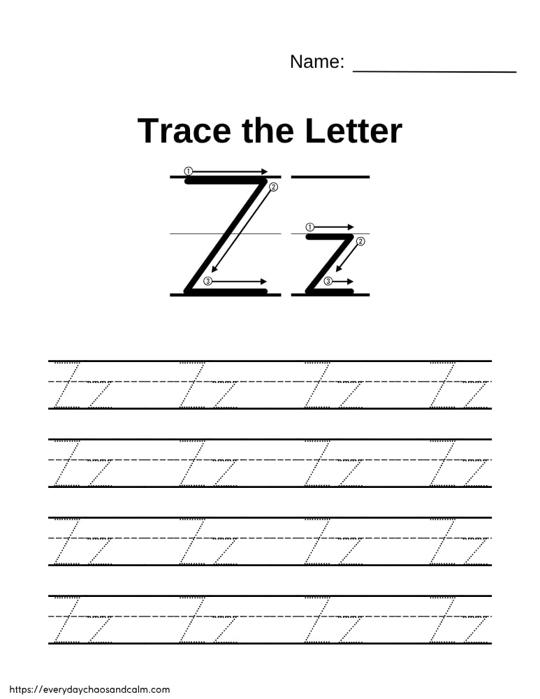 Free Printable Letter Z Worksheets