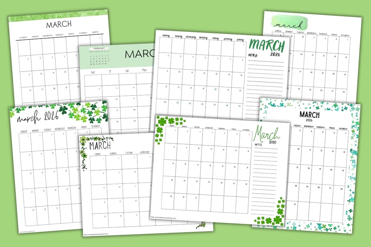 Printable March 2026 Calendars