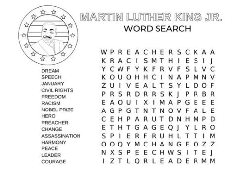 Free Printable Martin Luther King Jr. Word Search (PDF Download)