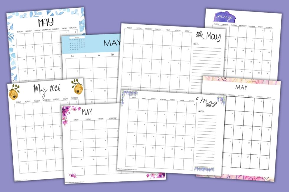 Printable May 2026 Calendars