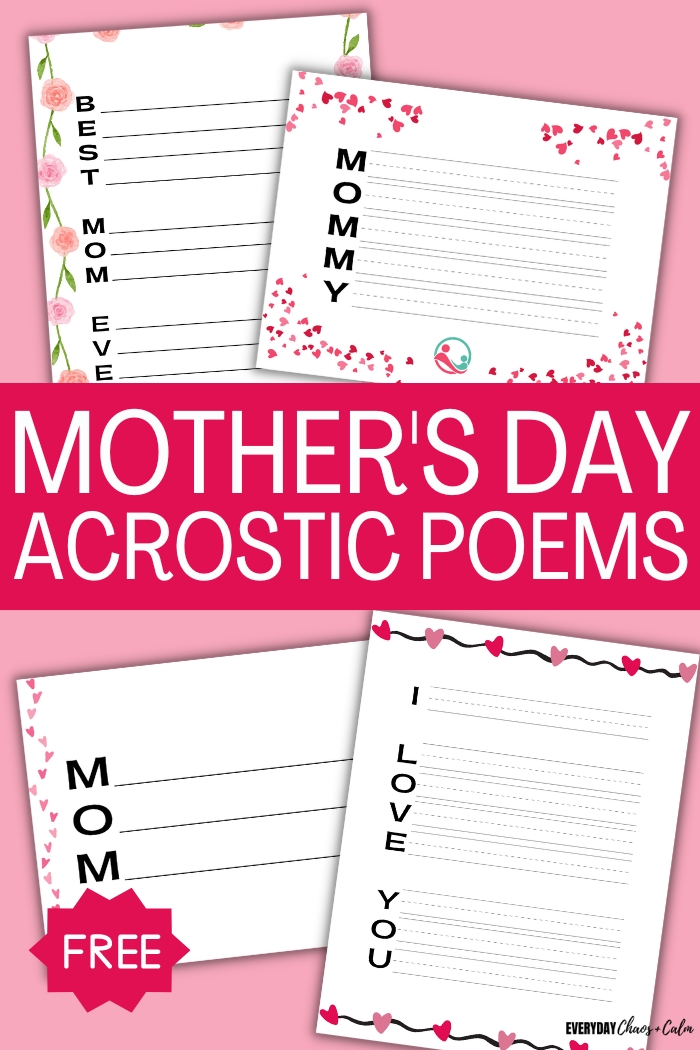 Mother s Day Acrostic Poem Templates PDF Download 
