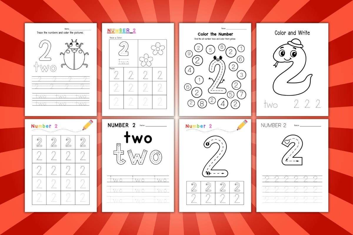 Printable Number 2 Worksheets