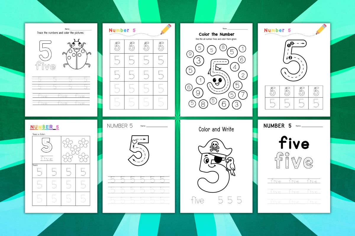 Printable Number 5 Worksheets