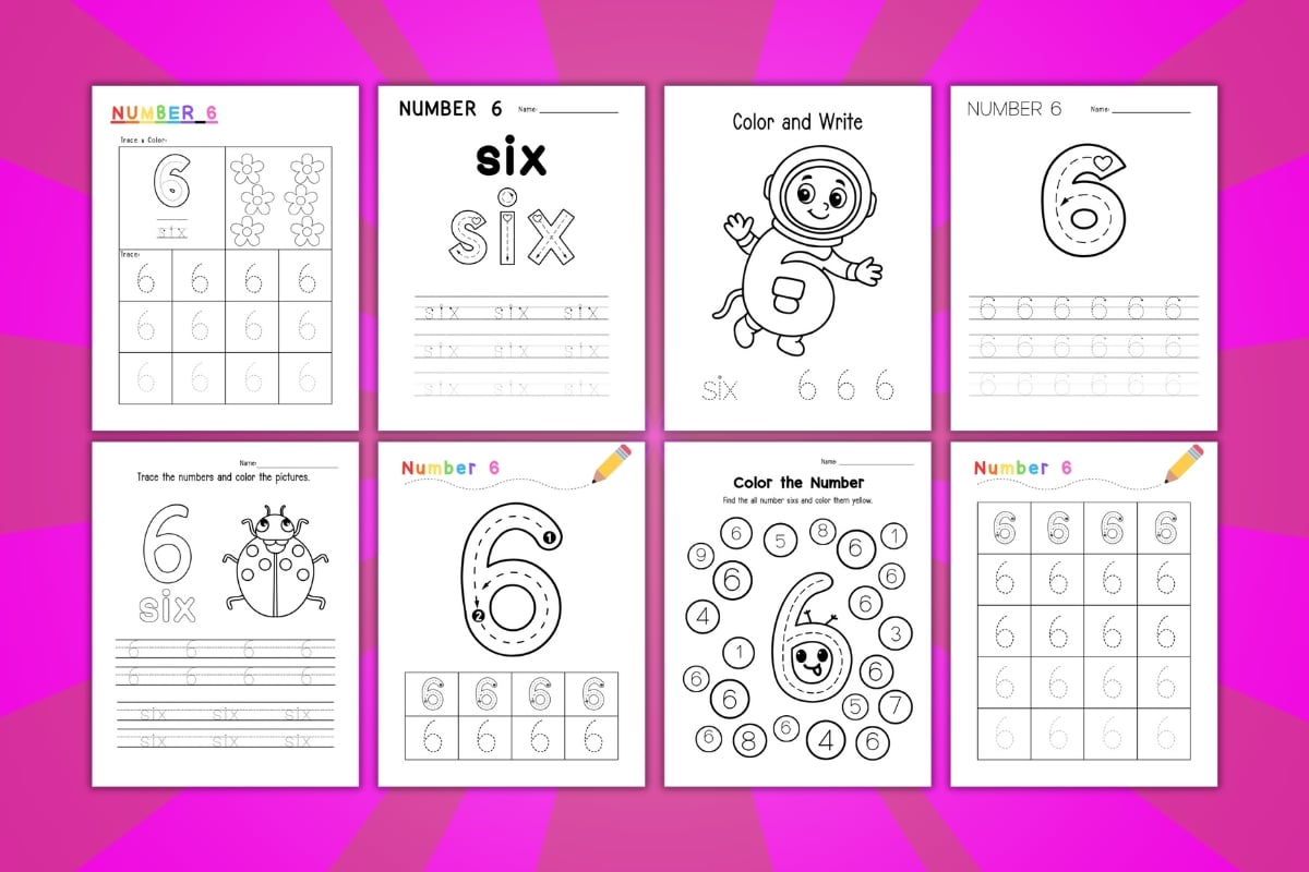 Writing Number 6 Worksheets
