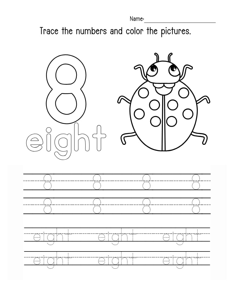 Printable Number 8 Worksheets