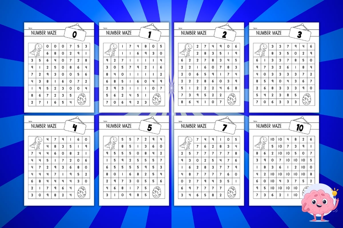 Free Printable Number Mazes 0-10
