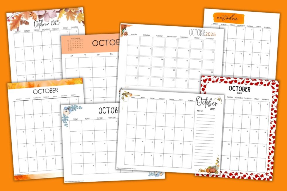 Free Printable October 2025 Calendars