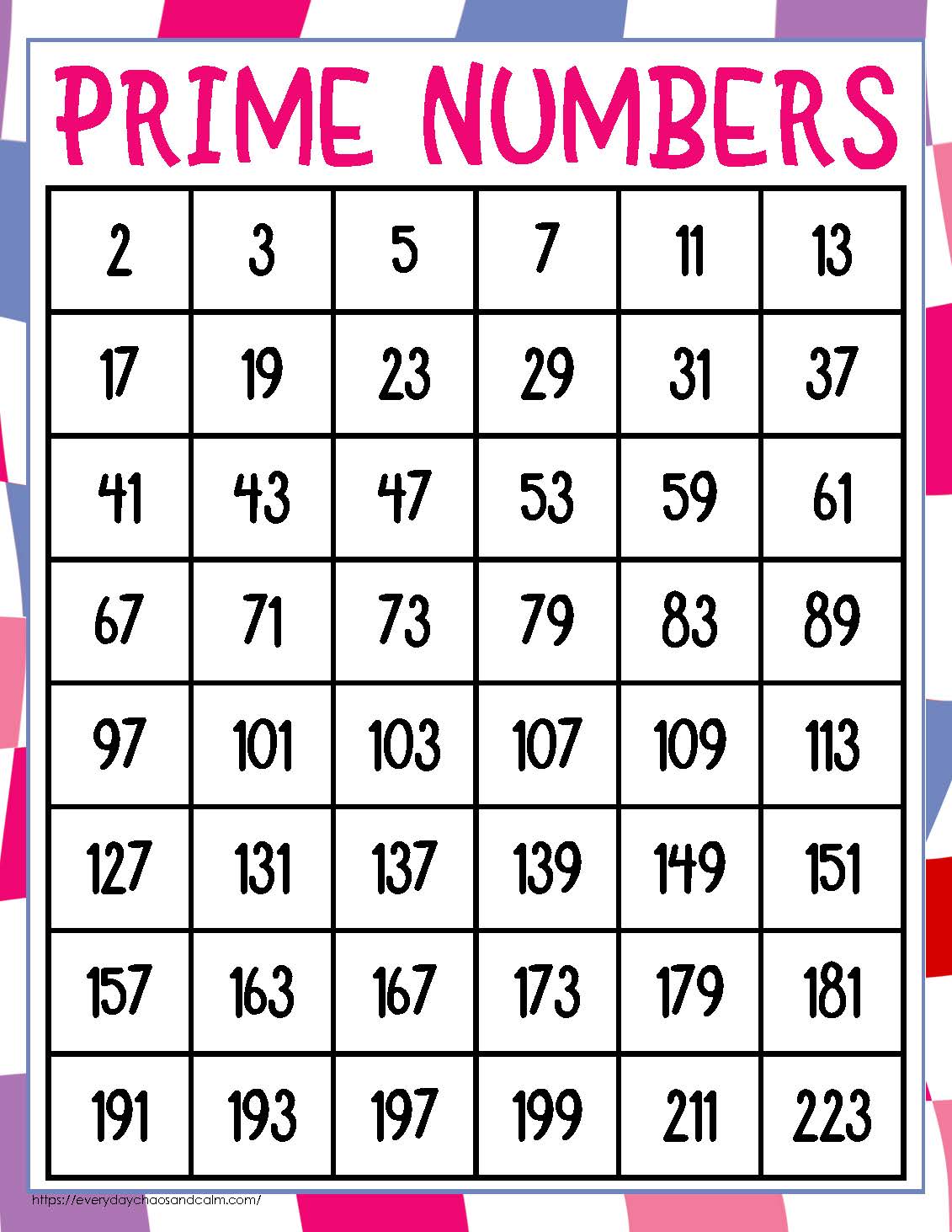 Free Printable Prime Number Charts 55 OFF