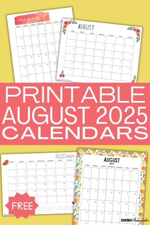 Free Printable August 2025 Calendars