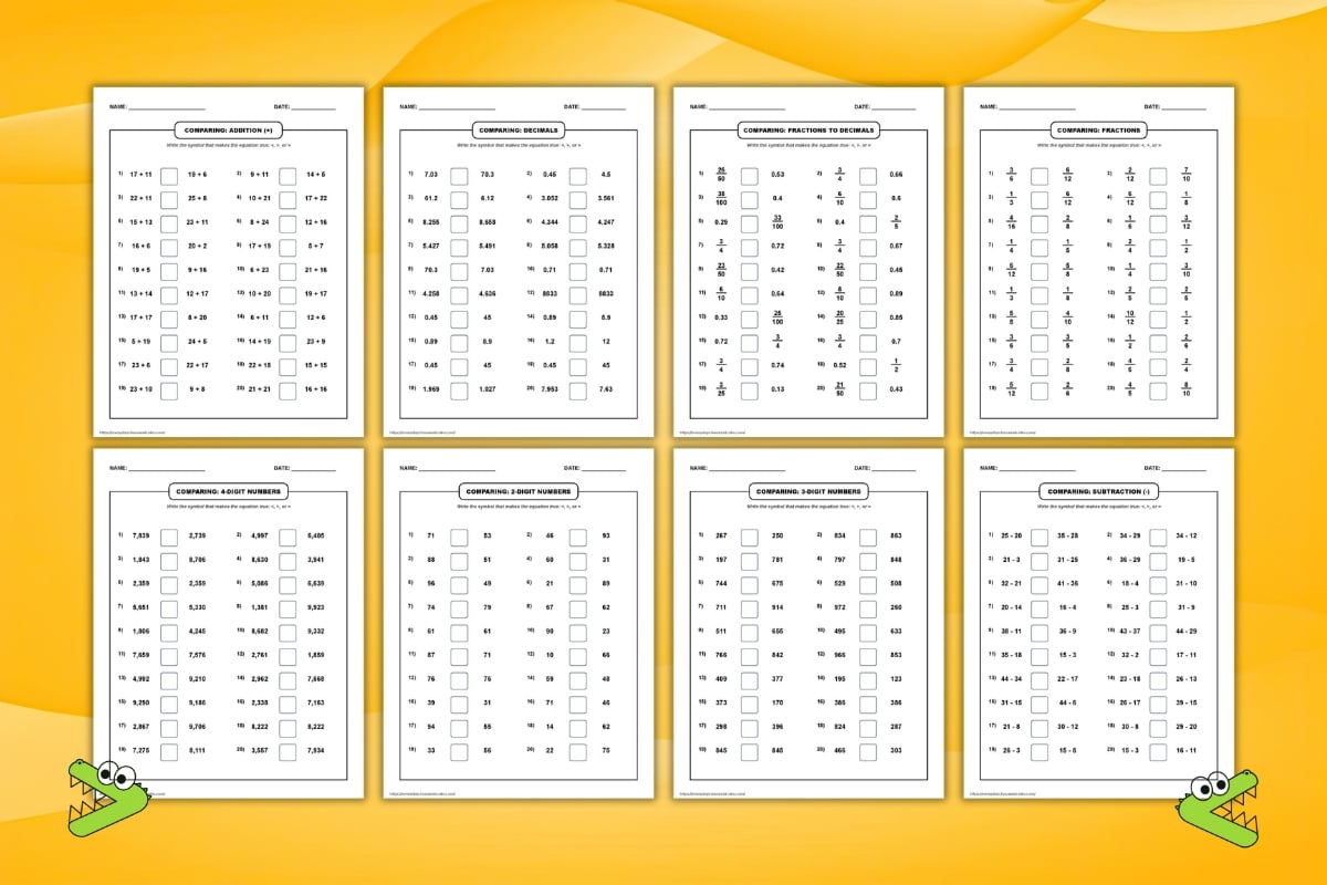 Free Printable Comparing Number Worksheets