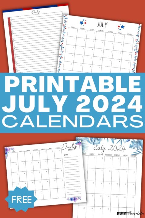 Free Printable July 2024 Calendars